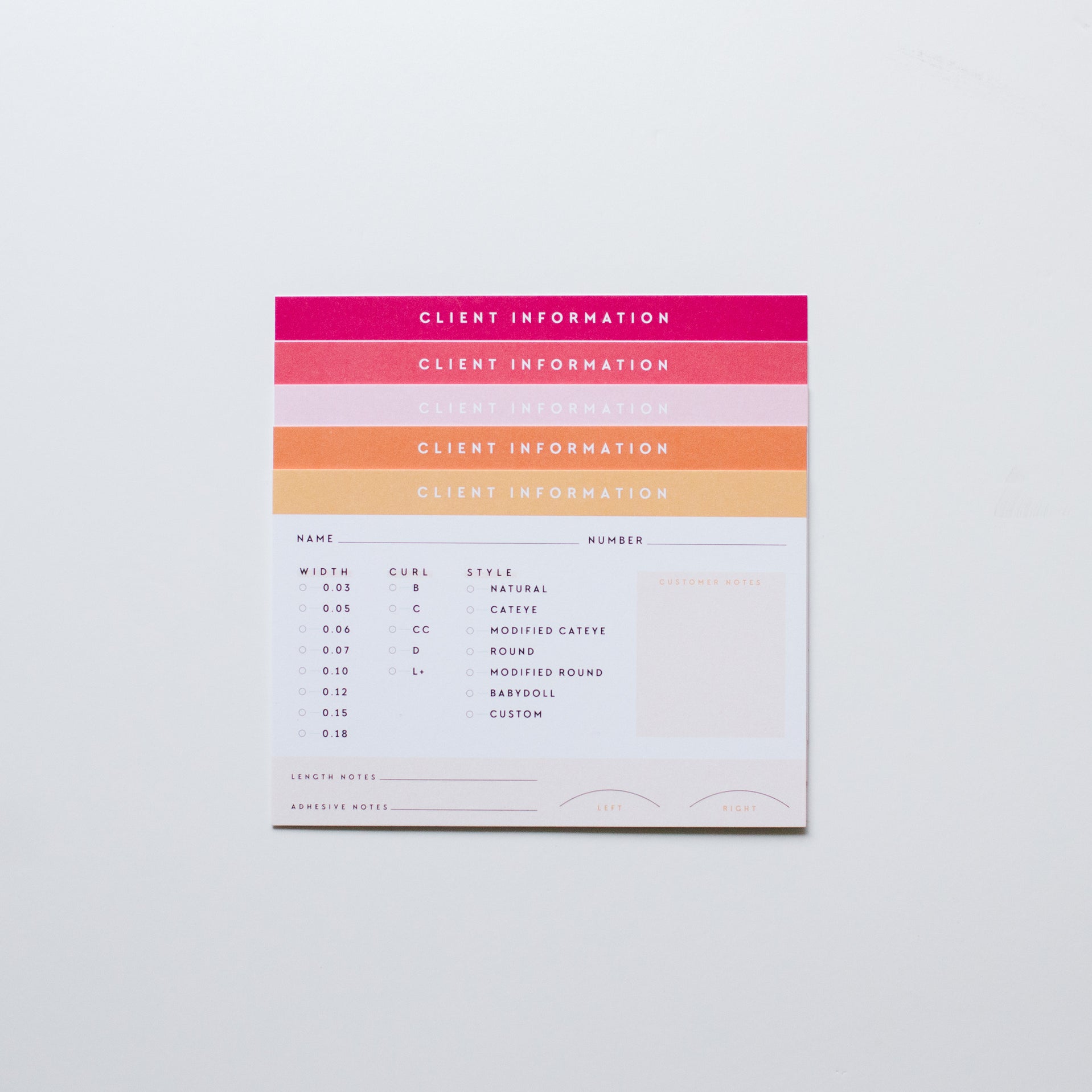 Client Information Cards | Set of 50 — EBLLashes